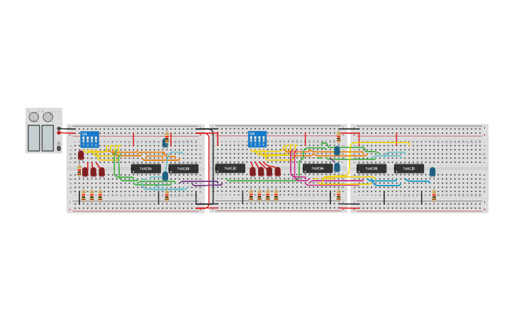 Circuit Design Sumador Cuatro Bits Tinkercad