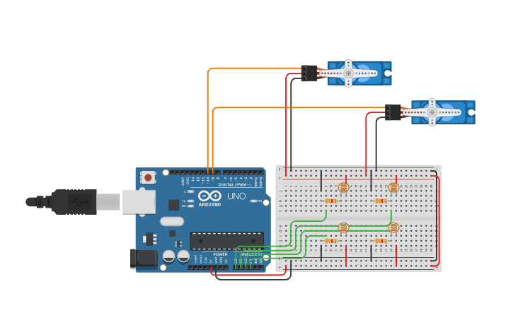 Circuit design Solar Tracker - Tinkercad