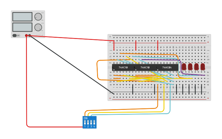Circuit design 2x4 Active Low Decoder - Tinkercad