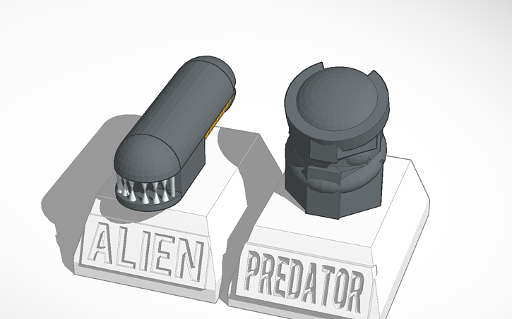 3d Design Alien And Predator Heads Tinkercad