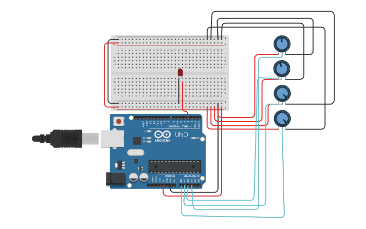 Circuit design combinational lock - Tinkercad Circuit design combinational lock - Tinkercad