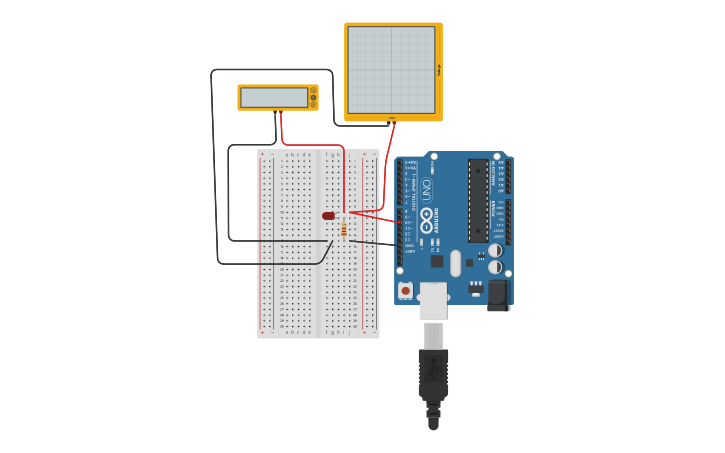 Circuit design Faire varier l'intensité lumlineuse d'une LED - Tinkercad