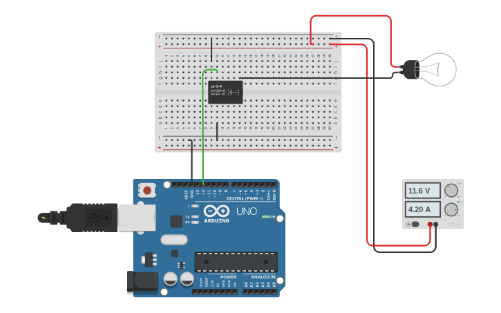 Circuit design Ex16 - Relé - Tinkercad