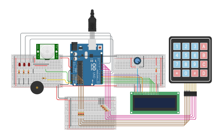 Circuit design Sistema de Seguridad - Tinkercad