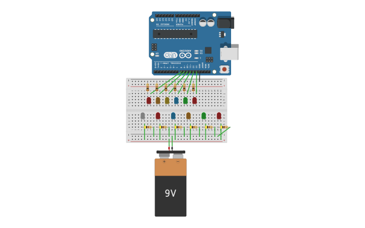 Circuit design S04_Coding for LED patterns with Arduino - Tinkercad