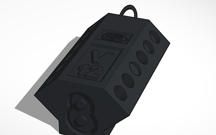 3D design bugatti v12 engine keychain - Tinkercad