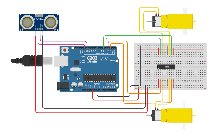 Circuit Design Obstacle Avoidance Robot Tinkercad