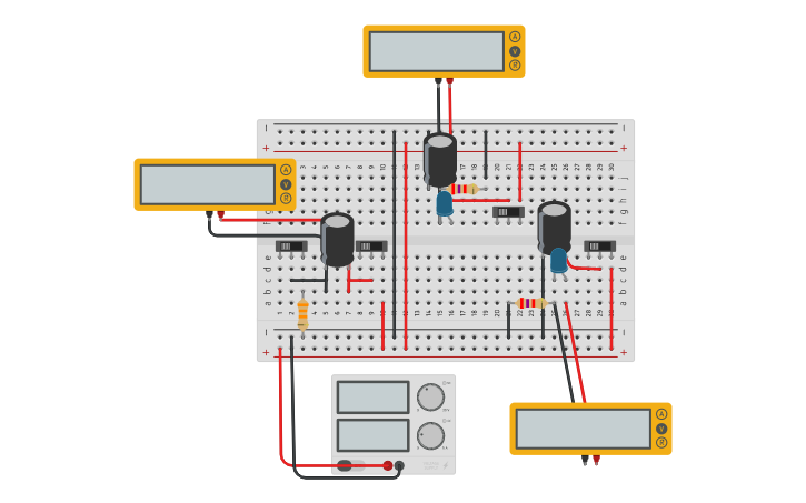 Circuit design Capacitores - Tinkercad