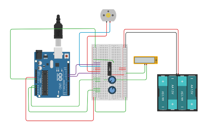 Circuit design dial motor - Tinkercad