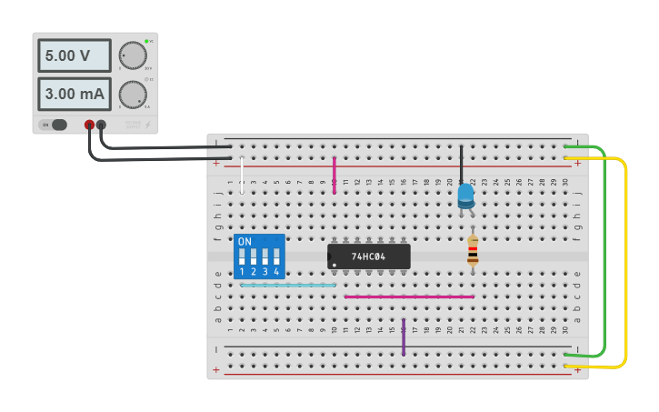 Circuit design NOT GATE - Tinkercad