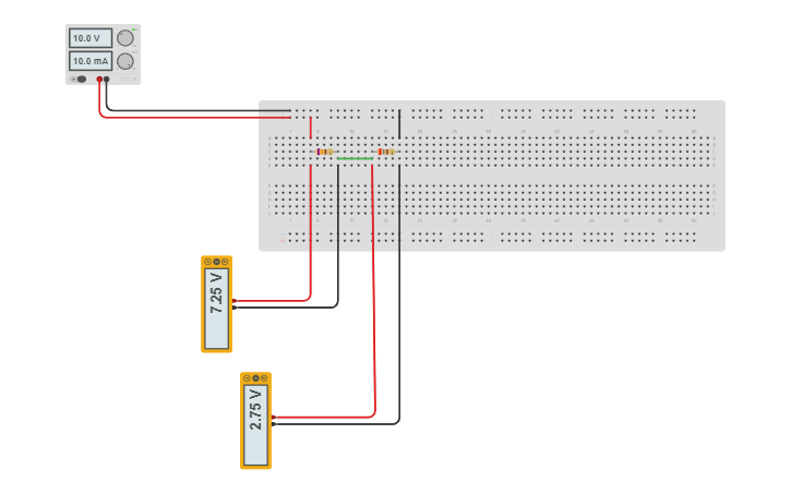 Circuit design [Practica 1 | Ejercicio 2] Señal de referencia 2.75 V - Tinkercad