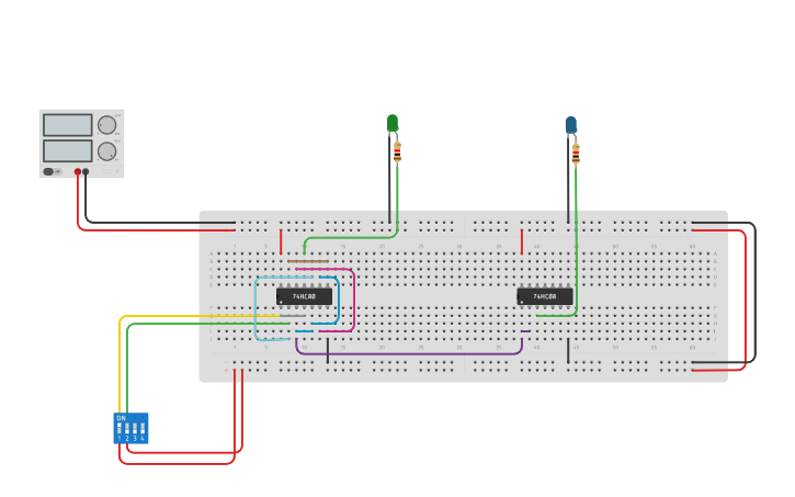Circuit design HALF ADDER USING UNIVERSAL GATES - Tinkercad