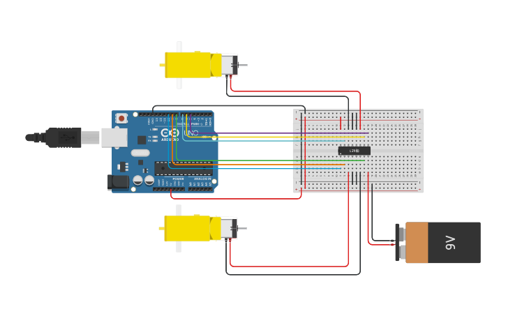 Circuit design 2 motores | Tinkercad