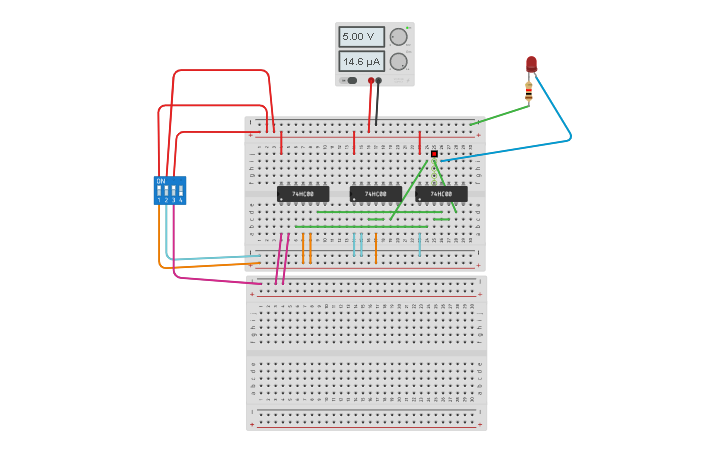 Circuit design realization using NAND gates - Tinkercad