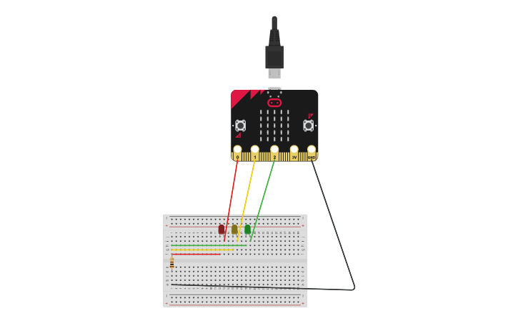 Circuit design microbit traffic light - Tinkercad