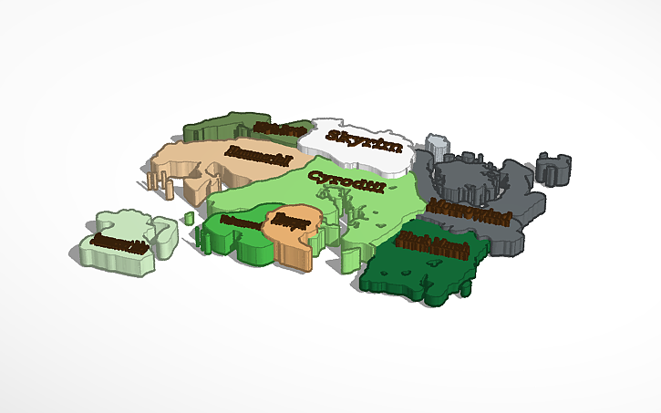 3D design The Elder Scrolls, Map of Tamriel - Tinkercad