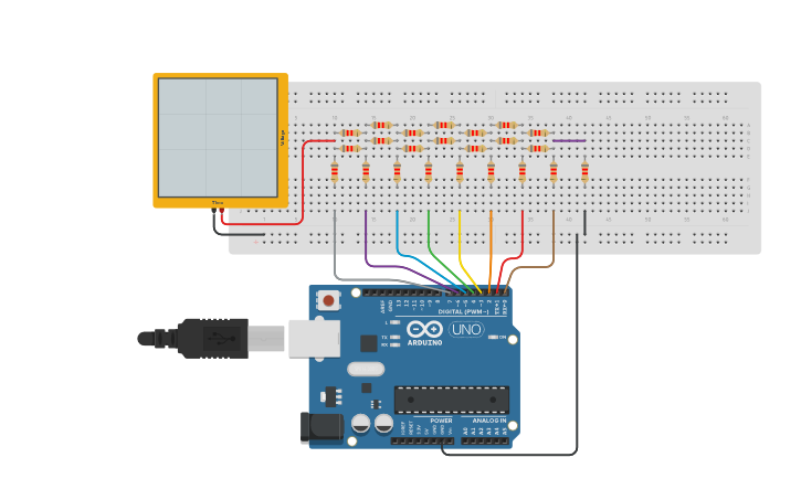 Circuit design Sinus generator Arduino R-2R - Tinkercad
