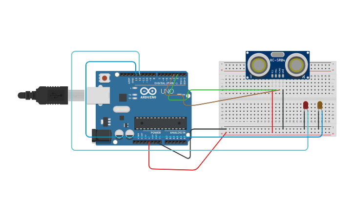 Circuit design Luisa Sensores (trig y echo) - Tinkercad