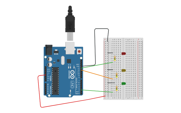 Circuit design Stop light - Tinkercad