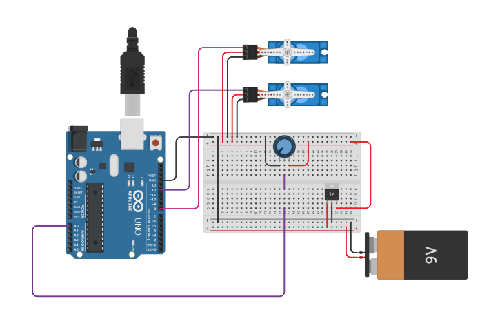 Circuit design Servo - Tinkercad