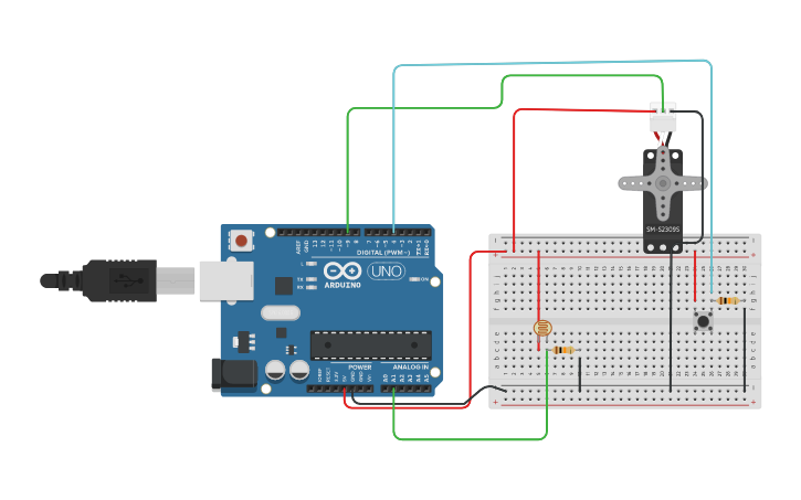 Circuit design arduino garage door - Tinkercad