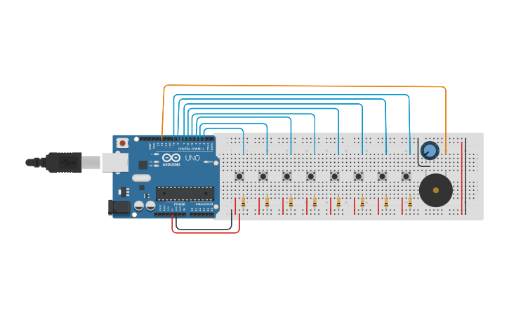 Circuit design Piano - Tinkercad