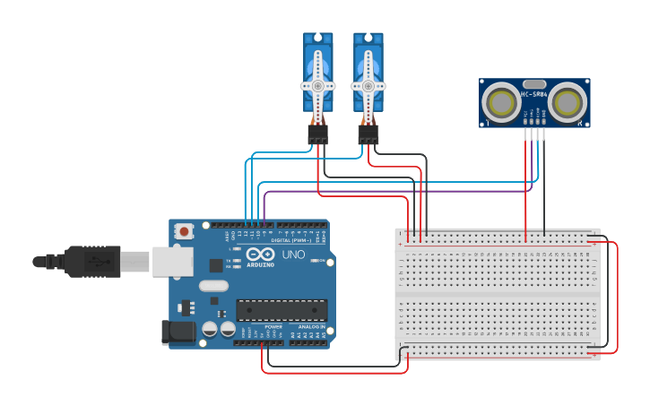 Circuit design ARM ROBOT 2 DOF - Tinkercad