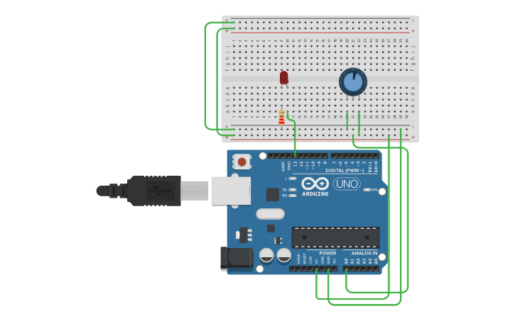 Circuit Design Potentiometer Analog Input Tinkercad
