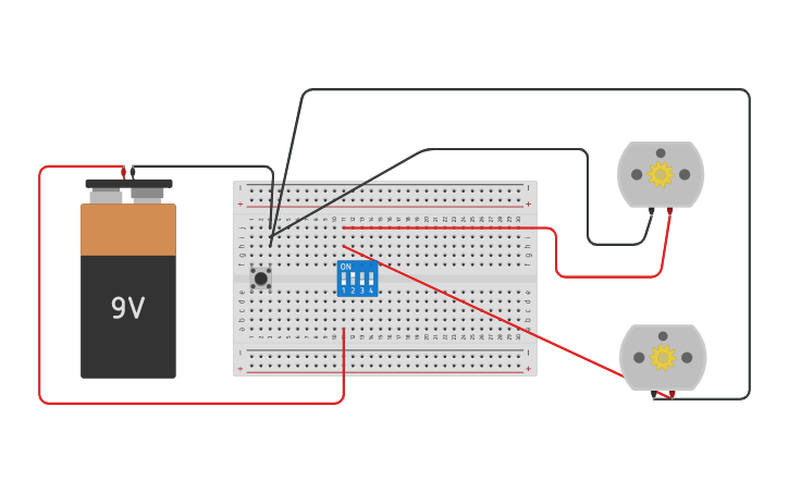 Circuit design Motor de Corriente Continua Pila - Tinkercad