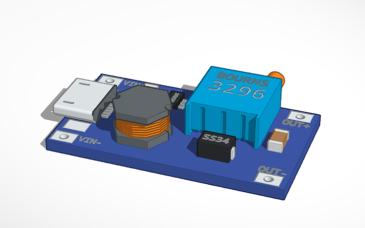 3D design Copy of Micro-USB MT3608 Module - Tinkercad