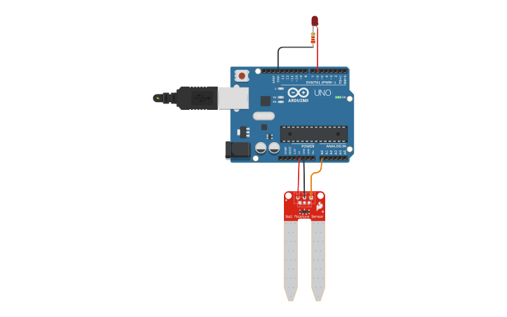 Circuit design SENSOR DE UMIDADE DO SOLO - Tinkercad