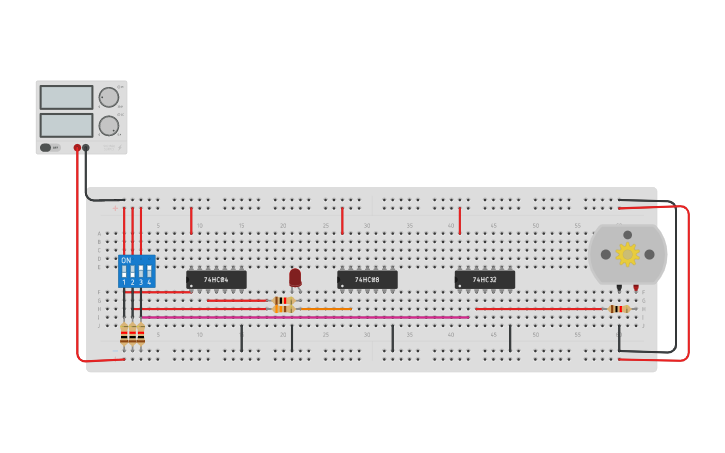 Circuit design TALLER EN CLASE MOTOR Y LEDS - Tinkercad