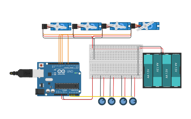Circuit Design Robotic Arm Circuit Tinkercad