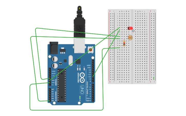 Circuit design LDR | Tinkercad