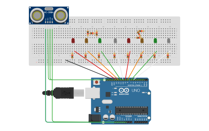 Circuit design Traffic Lights - Tinkercad