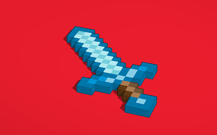 3D design minecraft diamond sword - Tinkercad