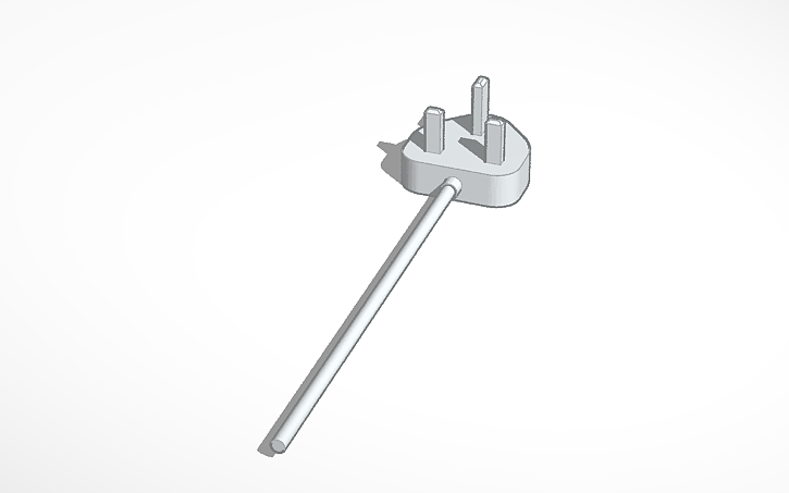 3D design Type G plug and wire - Tinkercad