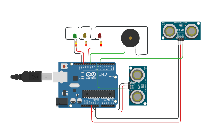 Circuit design smart parking system - Tinkercad
