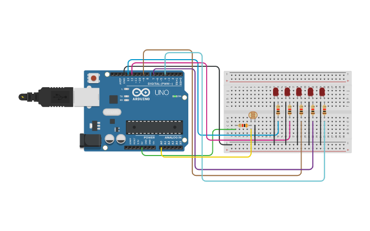 Circuit design PHOTORESISTOR - Tinkercad