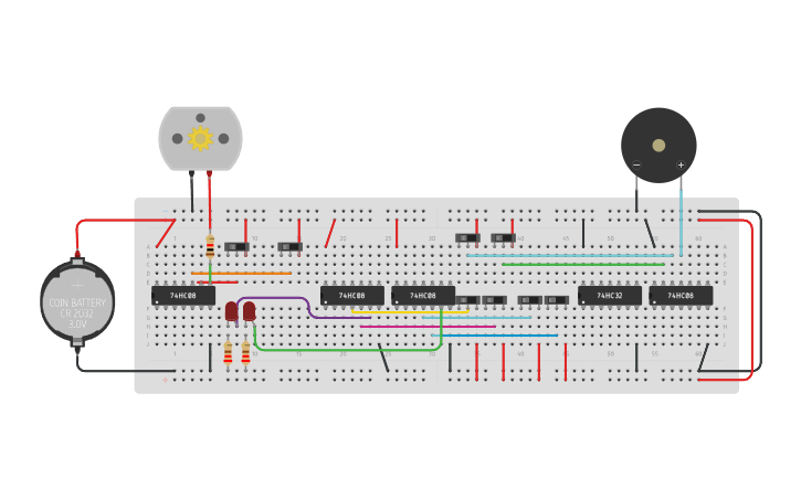 Circuit design "Mini casa inteligente con lógica combinacional" - Tinkercad