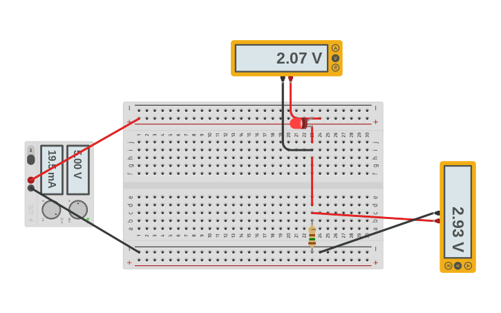 Circuit design NM red led #3 | Tinkercad