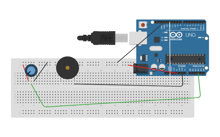 Circuit design buzzer - Tinkercad