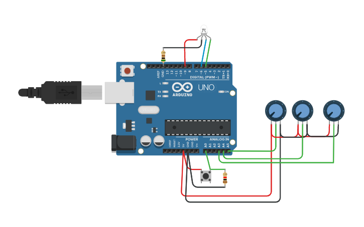 Circuit design RGB | Tinkercad