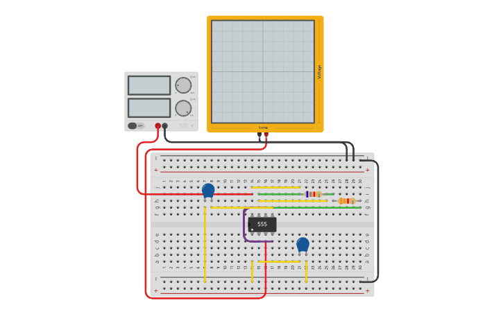 Circuit design A-Stable Multivibrator | Tinkercad