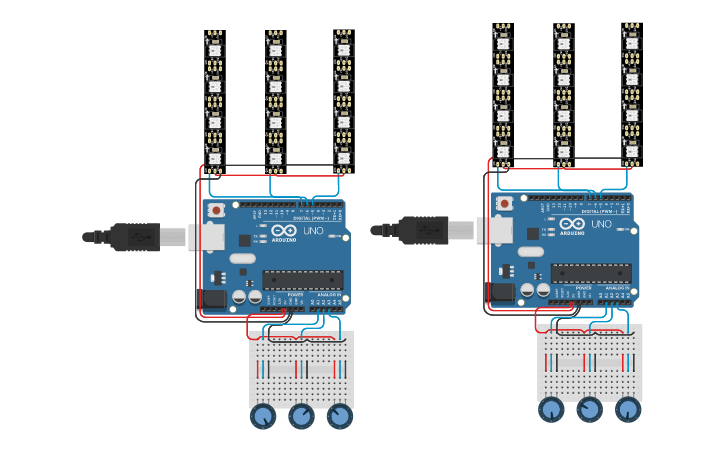 Circuit design Neopixels - Tinkercad