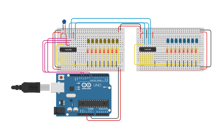 Circuit design Dual-Binary Counters - Tinkercad Circuit design Dual-Binary Counters - Tinkercad