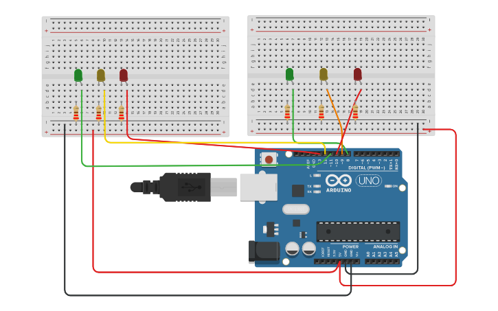 Circuit Design Semáforo Programado Con Arduino Tinkercad