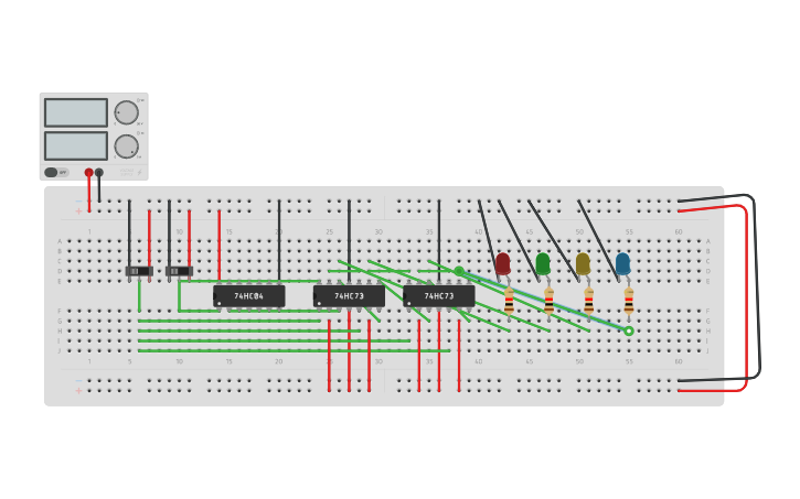 Circuit design serial in parallel out | Tinkercad
