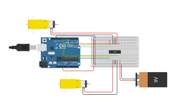 Circuit design control de motores - Tinkercad