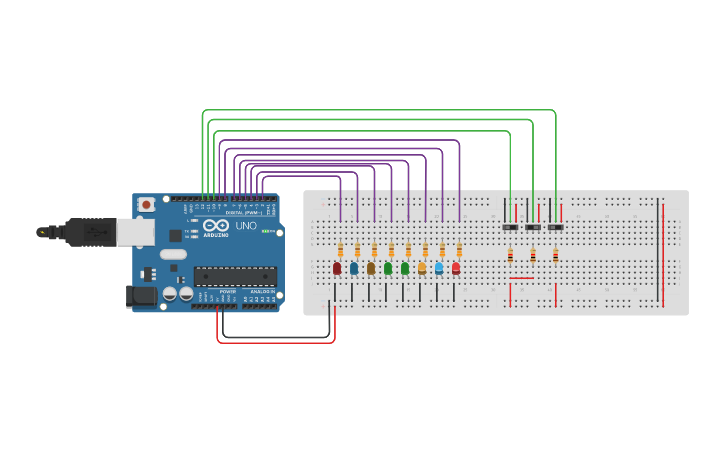 Circuit design CT 318 - GABUA - BIT III-A - MODULE 02 - LEDs USING SLIDESW P2 | Tinkercad